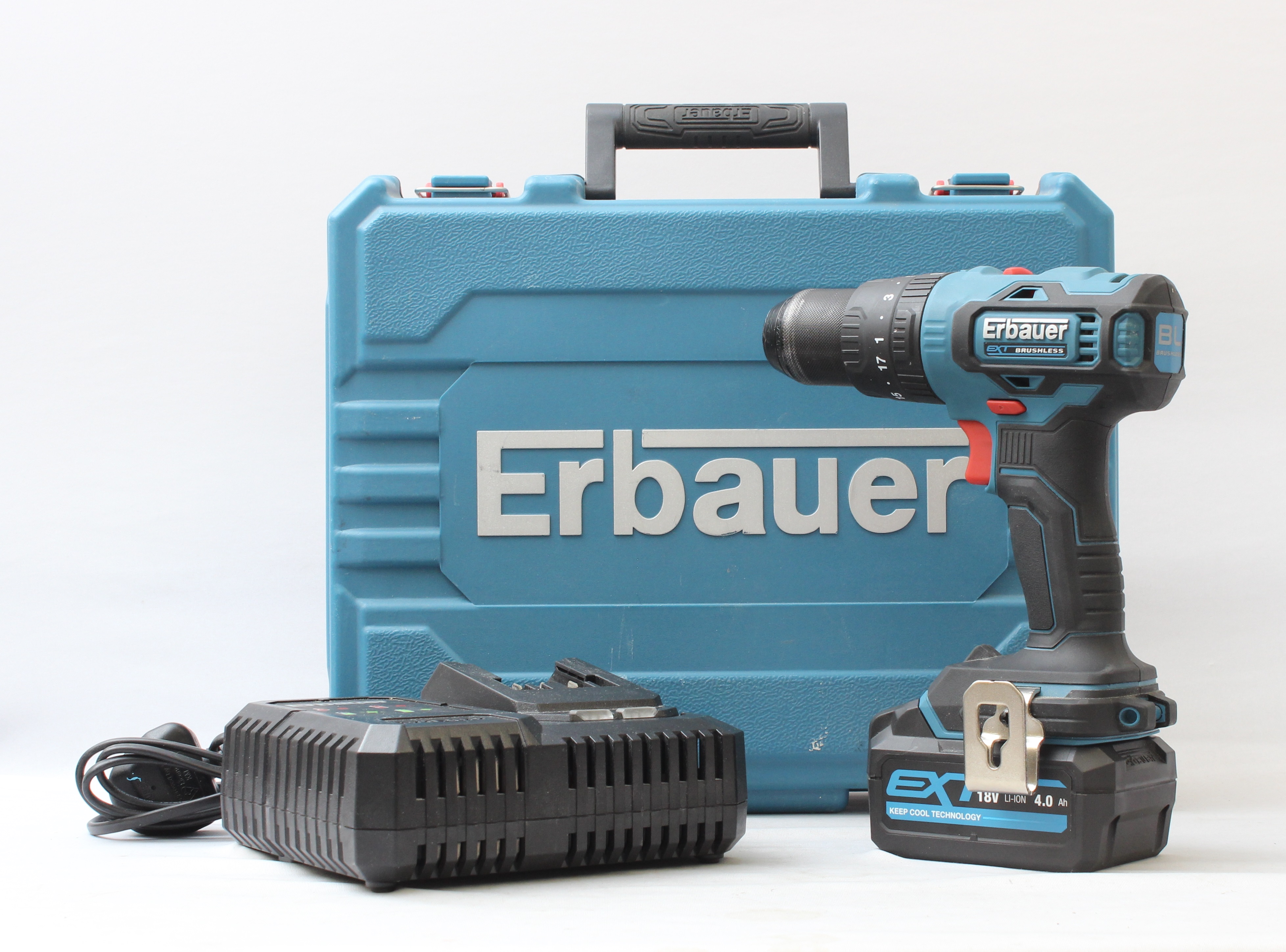 Used Erbauer Brushless Cordless Drill With Charger & 18V 4AH Battery ...